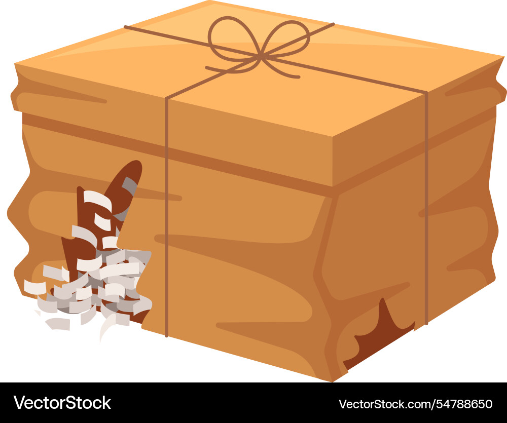 Damaged cargo parcel cardboard box Royalty Free Vector Image