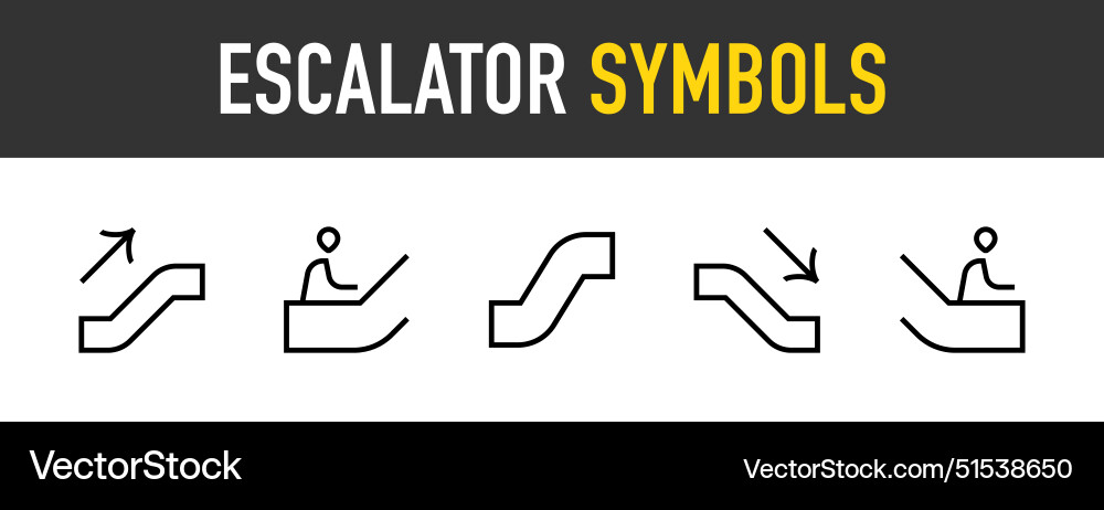 Escalator symbols icons Royalty Free Vector Image