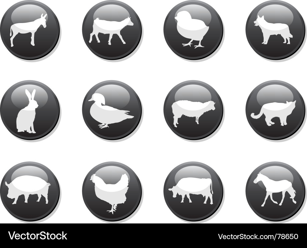 Farm animals buttons Royalty Free Vector Image