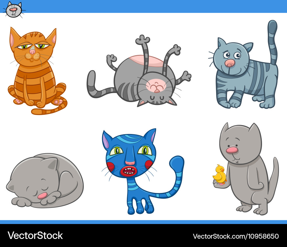Funny cat characters set Royalty Free Vector Image
