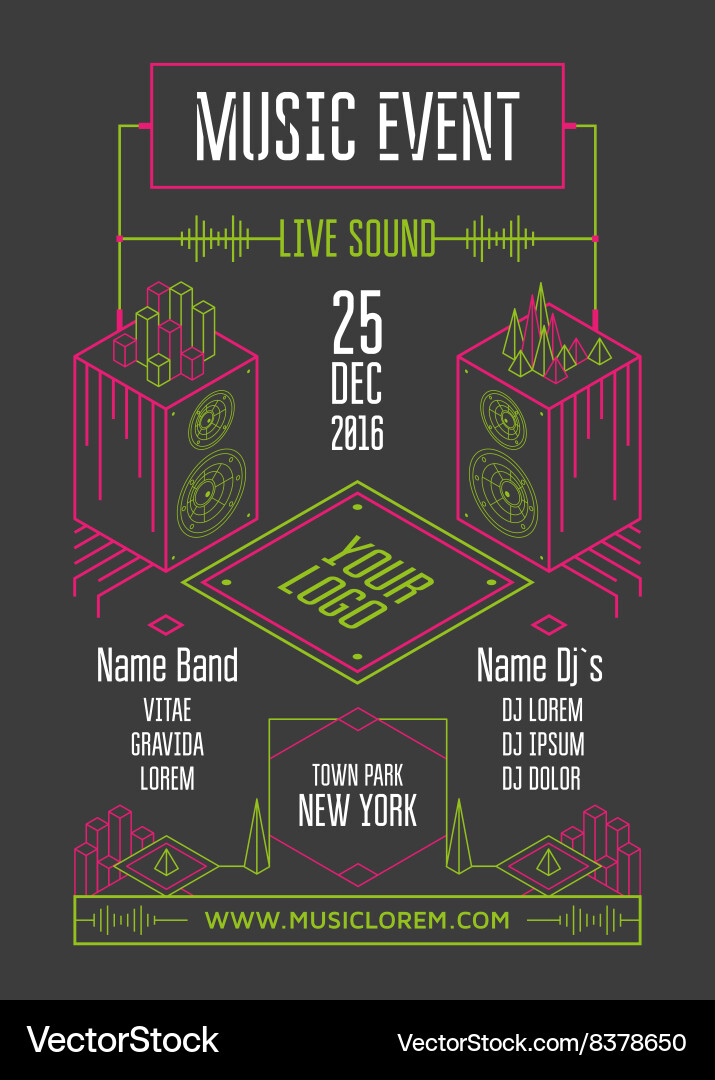 Music event poster Royalty Free Vector Image - VectorStock