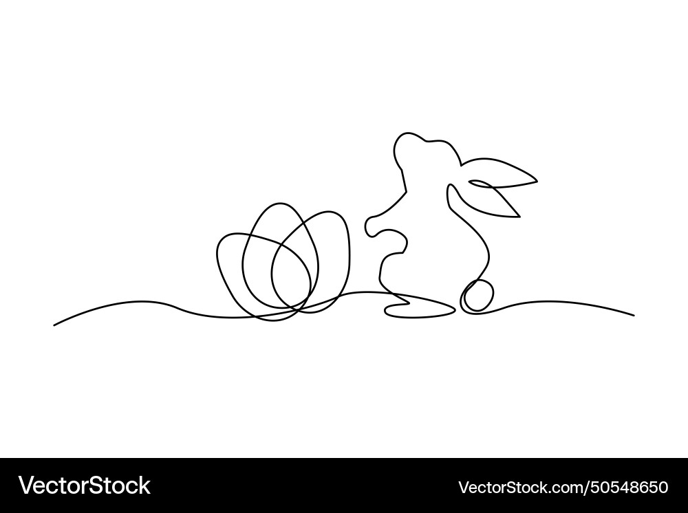 Rabbit line art easter eggs simple festive Vector Image