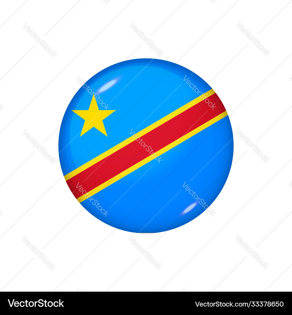 Round flag dr congo button Royalty Free Vector Image