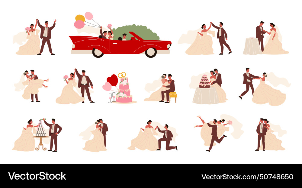 Wedding marriage icon set Royalty Free Vector Image