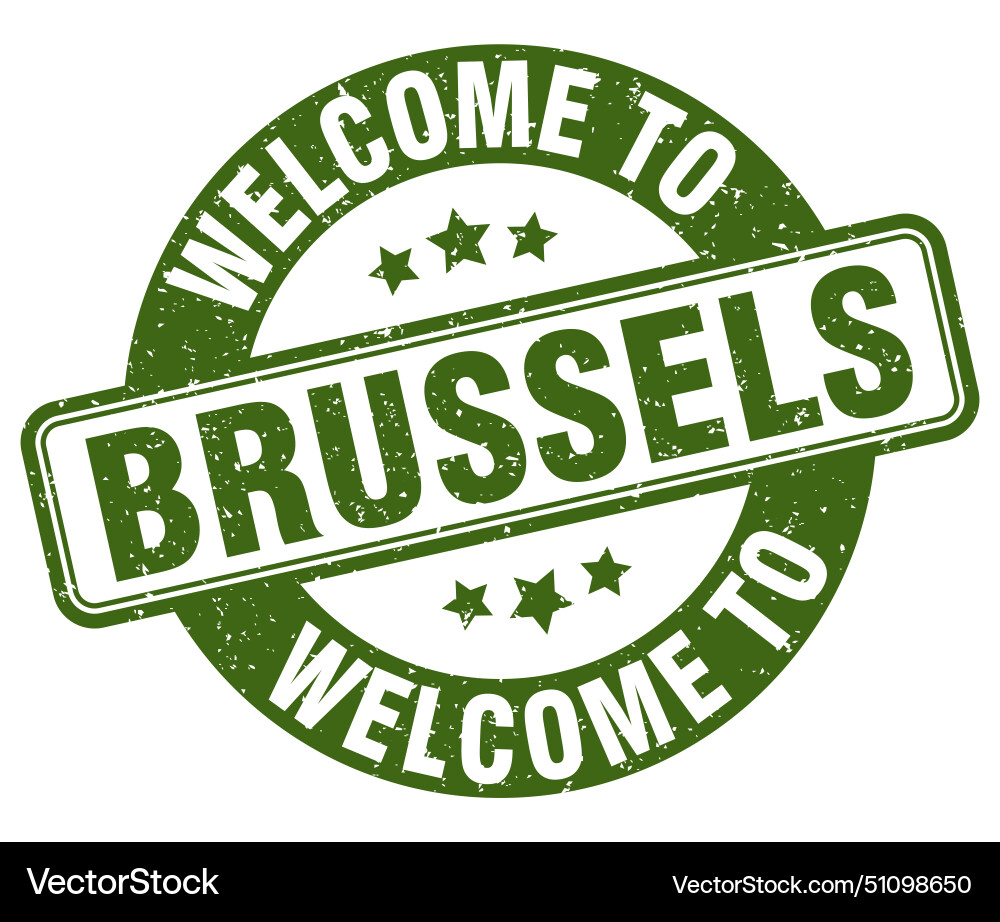 Welcome to brussels stamp round sign Royalty Free Vector
