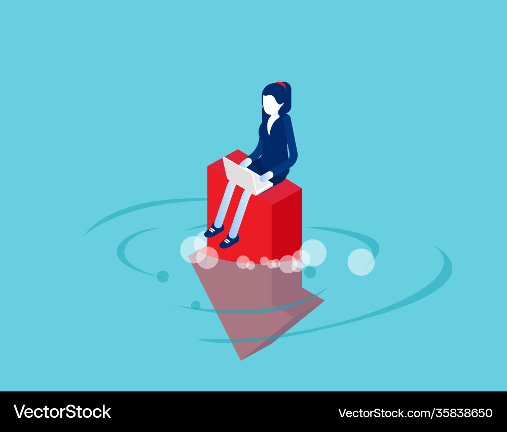 Working with desperately sits on arrow Royalty Free Vector