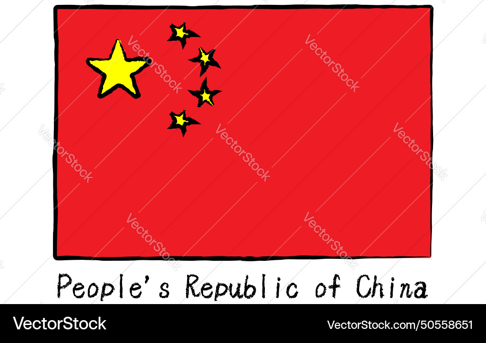 Analog hand-drawn world flag peoples republic Vector Image