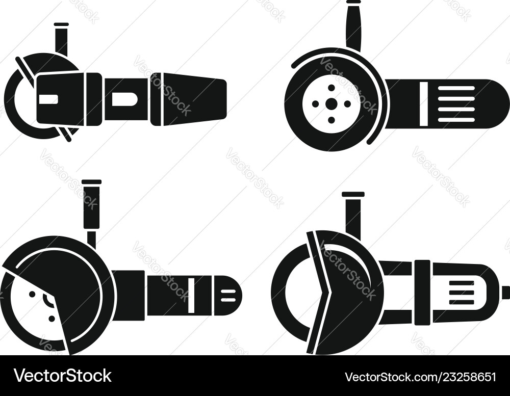 Angle grinder tool icon set simple style Vector Image
