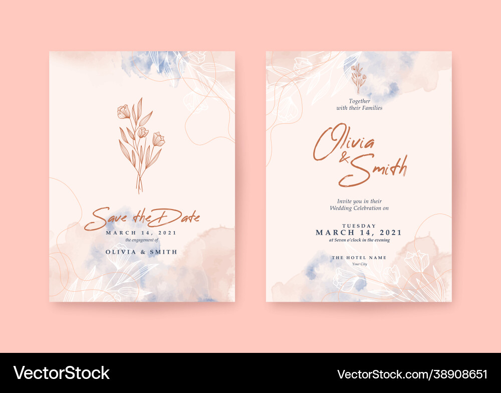 Beautiful and romantic watercolor wedding Vector Image