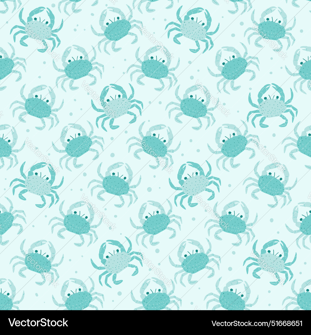 Blue crabs seamless pattern underwater world Vector Image