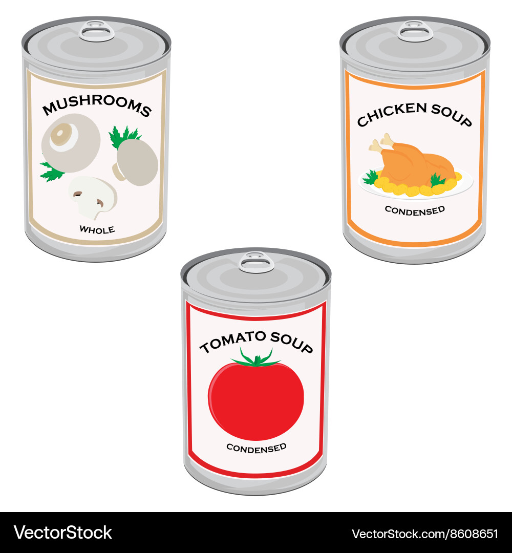 Canned food Royalty Free Vector Image - VectorStock