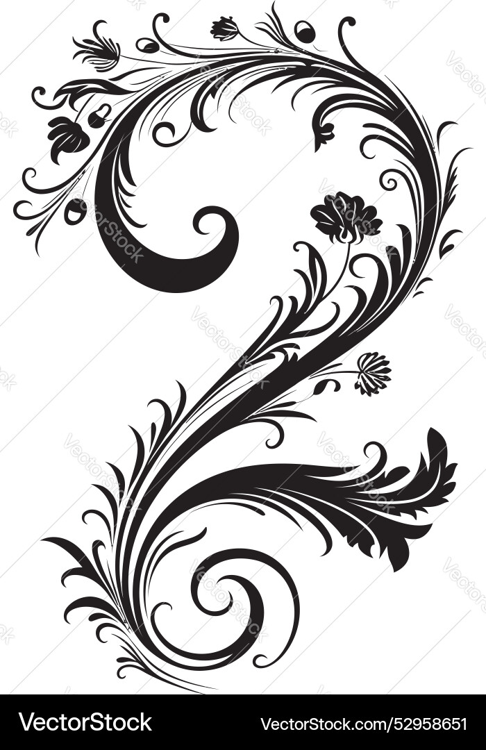 Contemporary calligraphy letter 2 font design Vector Image