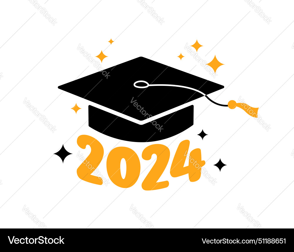 Graduation 2024 greeting card poster flat Vector Image