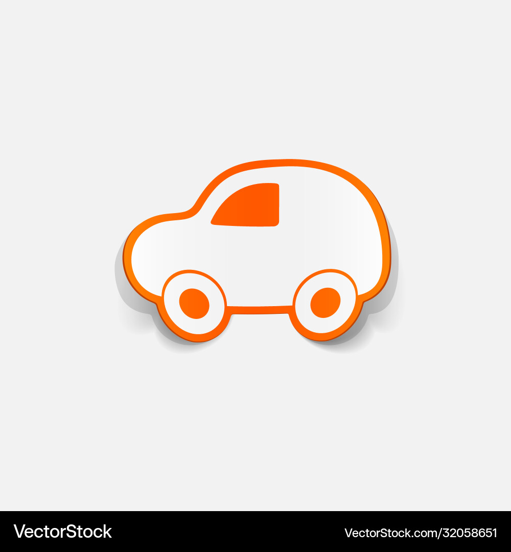 Paper clipped sticker symbol car Royalty Free Vector Image