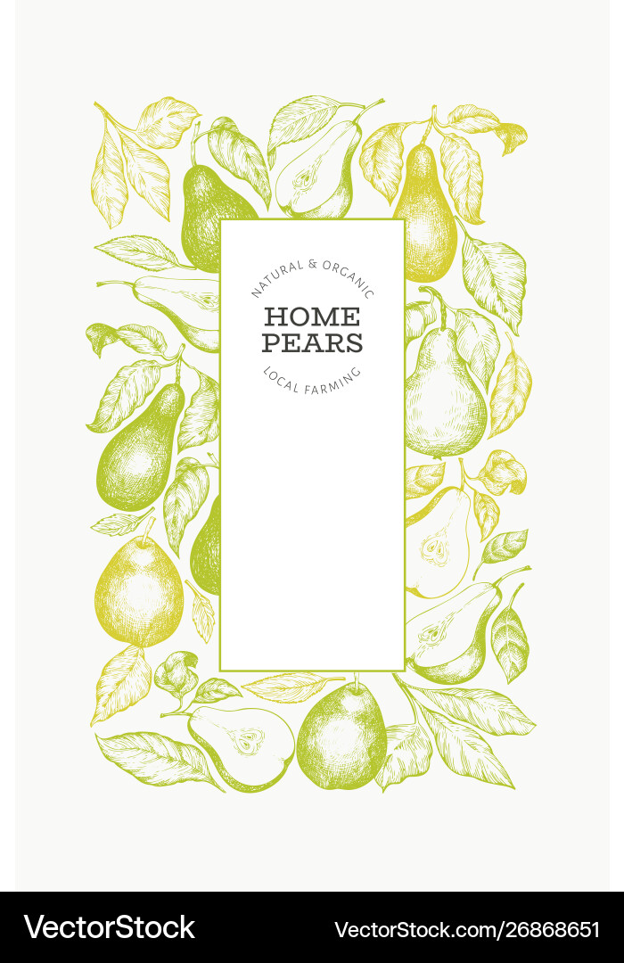Pear design template hand drawn garden fruit Vector Image