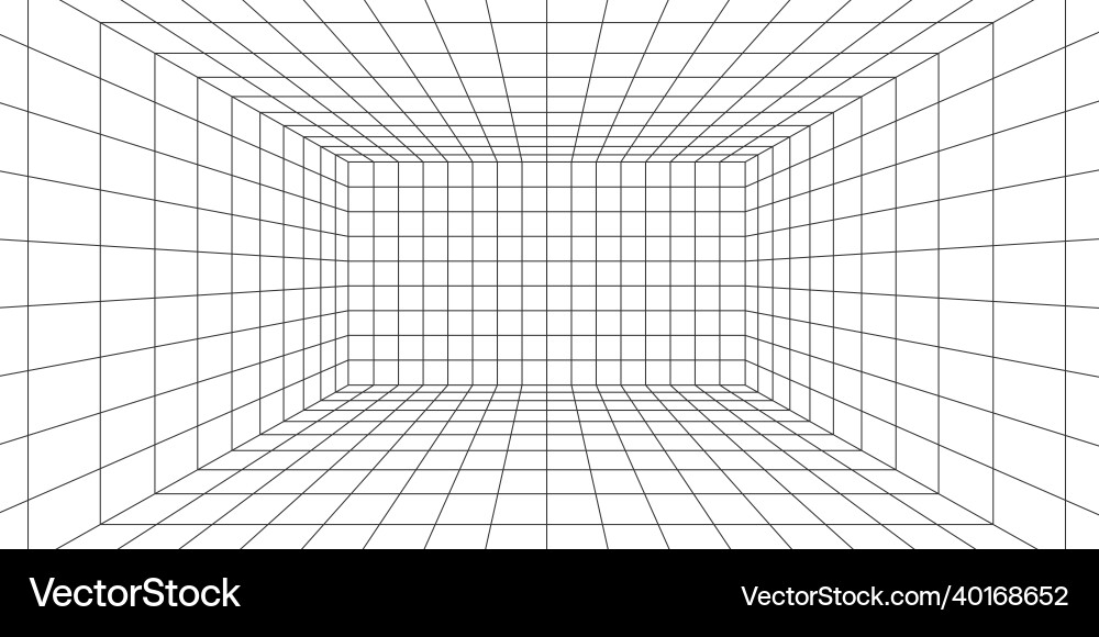 3d wireframe grid room perspective laser Vector Image