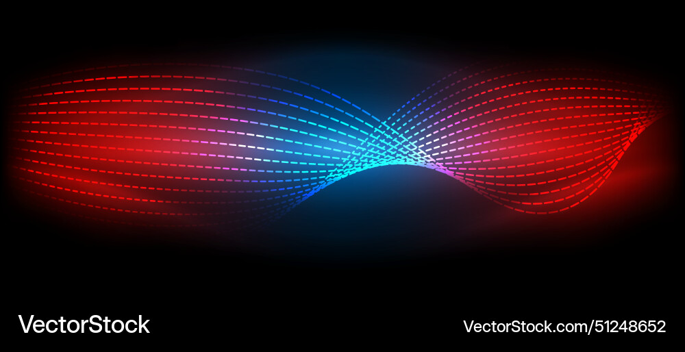 A red and blue wave on black background Royalty Free Vector