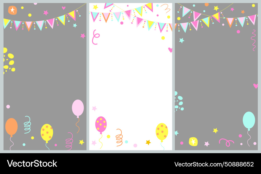 Backgrounds party set for social media Royalty Free Vector