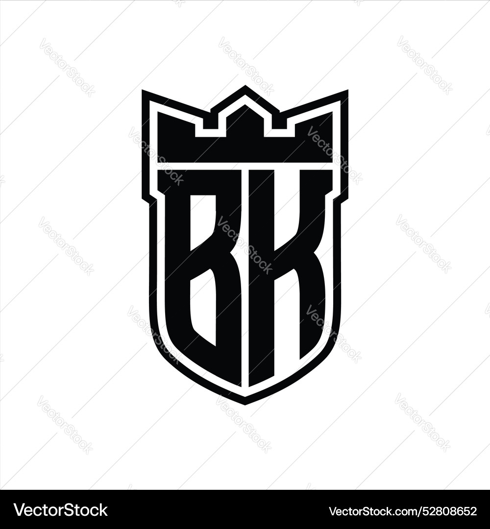 Bk logo shield shape with geometric crown inside Vector Image