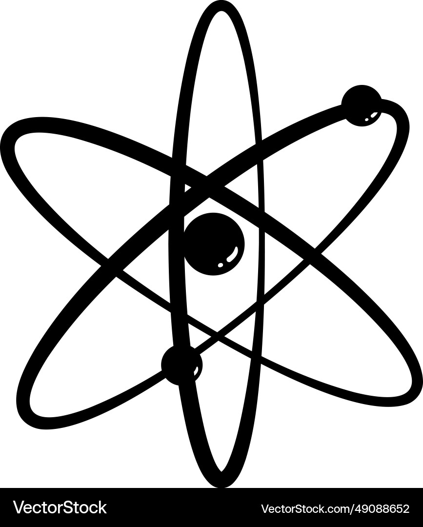 Chemical atom orbit cartoon Royalty Free Vector Image