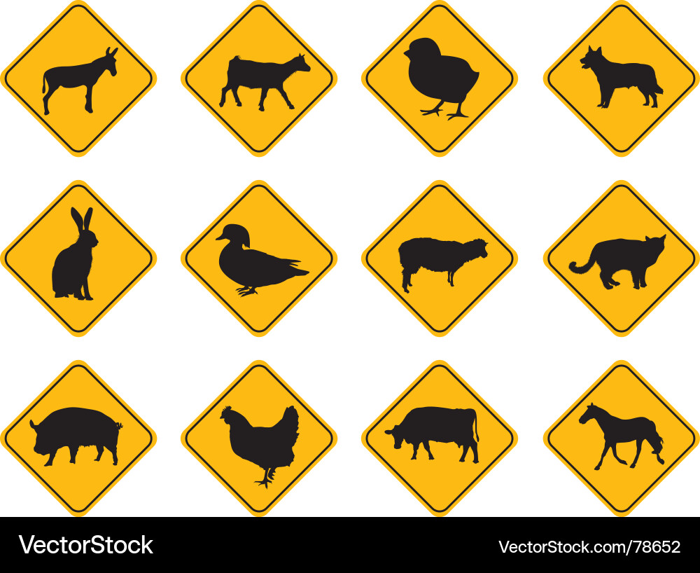 Farm animals signs Royalty Free Vector Image - VectorStock