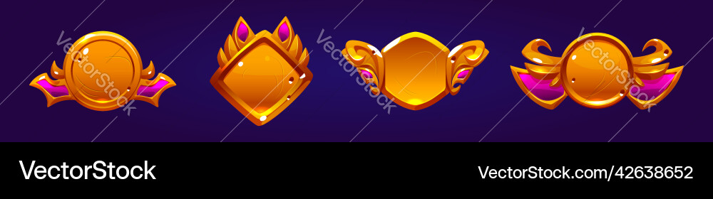 Game buttons golden achievement badges Royalty Free Vector