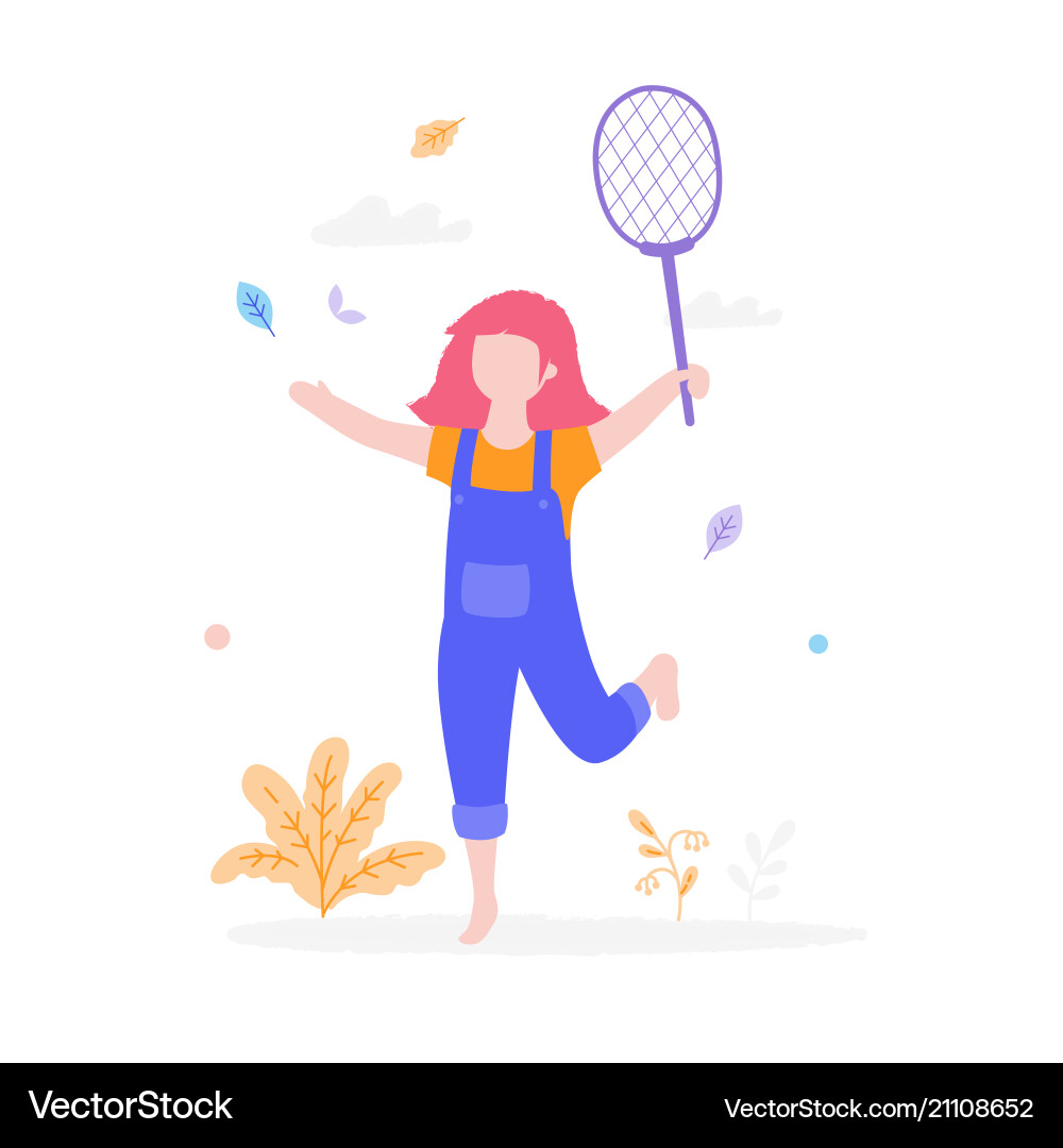 Girl Playing Badminton in Park Royalty Free Vector Image