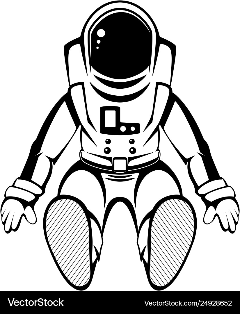 Hand drawn spaceman in black color isolated Vector Image