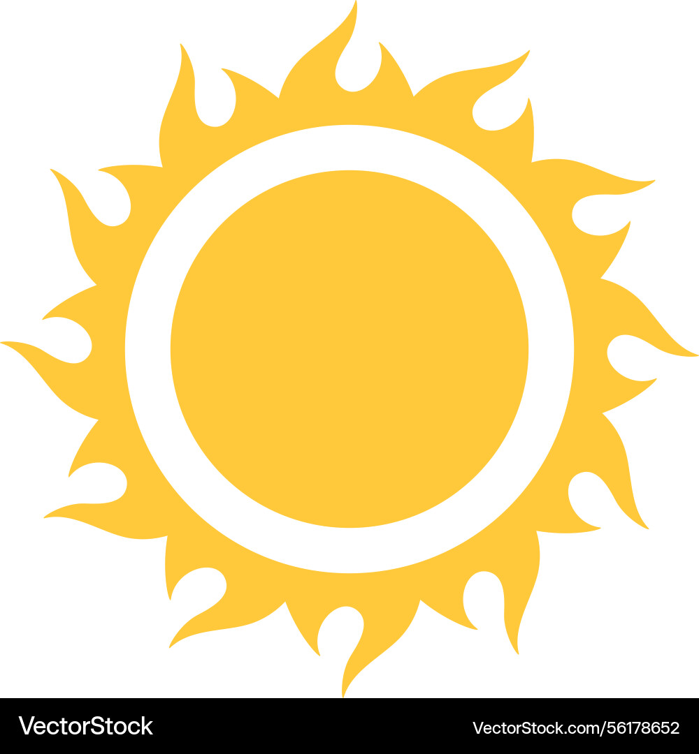 Hot yellow sun solar heat Royalty Free Vector Image