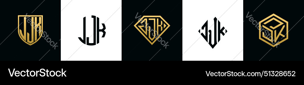 Initial letters jjk logo designs bundle Royalty Free Vector