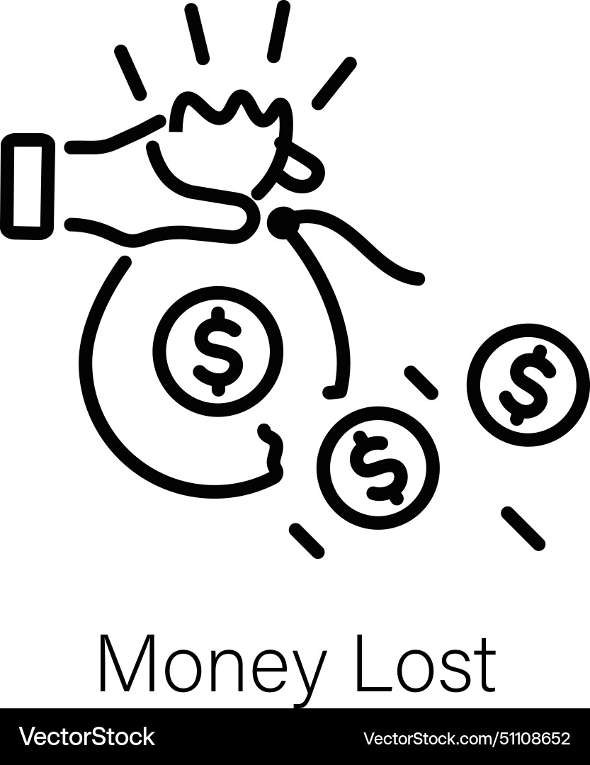 Money lost Royalty Free Vector Image - VectorStock