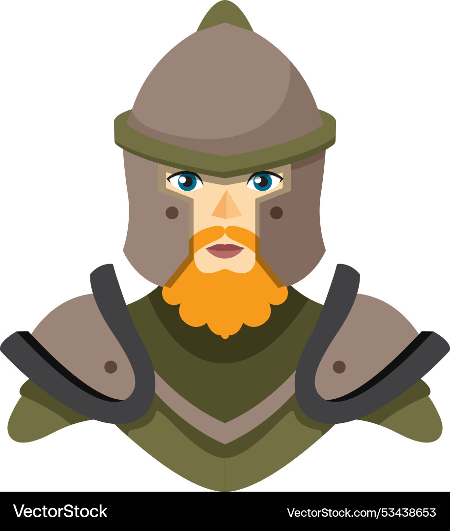 A knight in armor with beard Royalty Free Vector Image