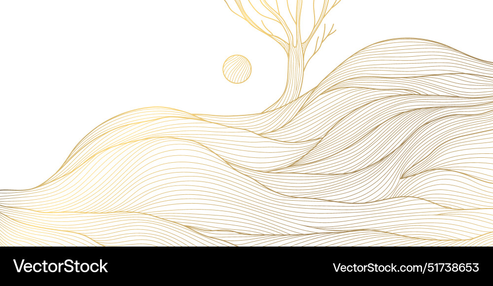Abstract gold line landscape hills Royalty Free Vector Image