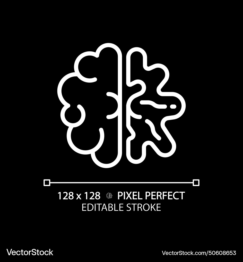 Alzheimer brain white linear icon for dark theme Vector Image