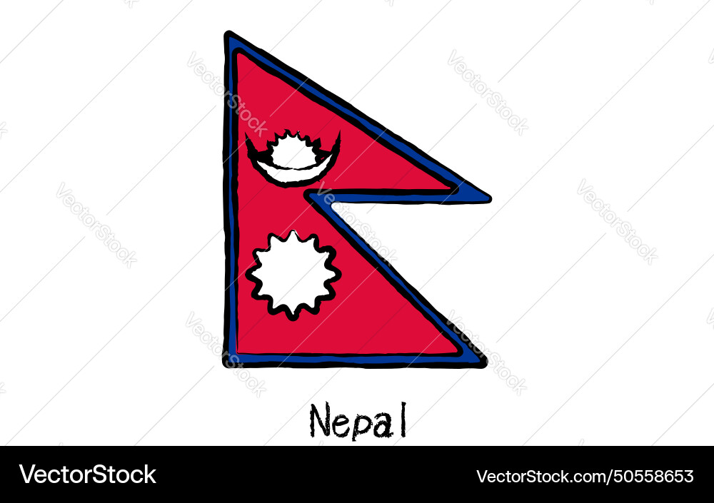 Analog hand-drawn world flag nepal Royalty Free Vector Image