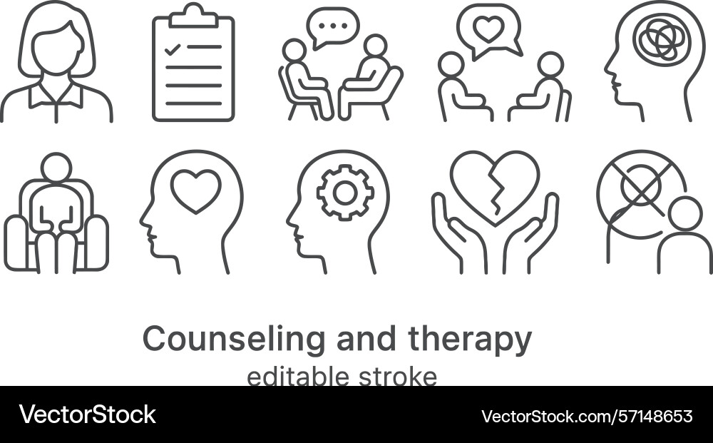 Diverse line icons representing counseling Vector Image