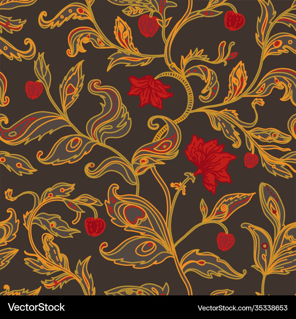 Exotic Paisley Floral Pattern Royalty Free Vector Image
