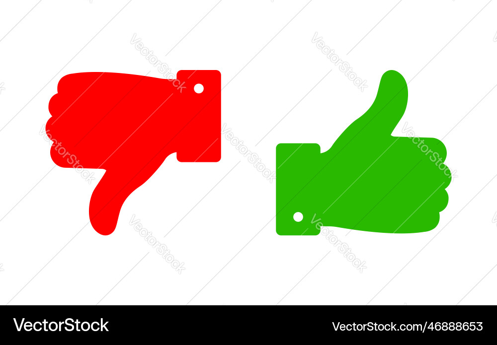 Green thumb up and red down icon symbol set Vector Image