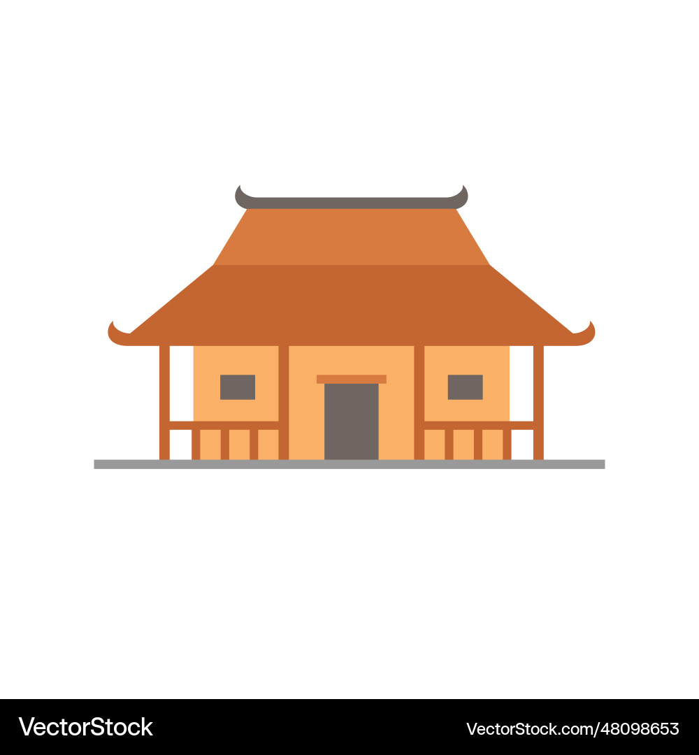 Joglo traditional house flat design Royalty Free Vector