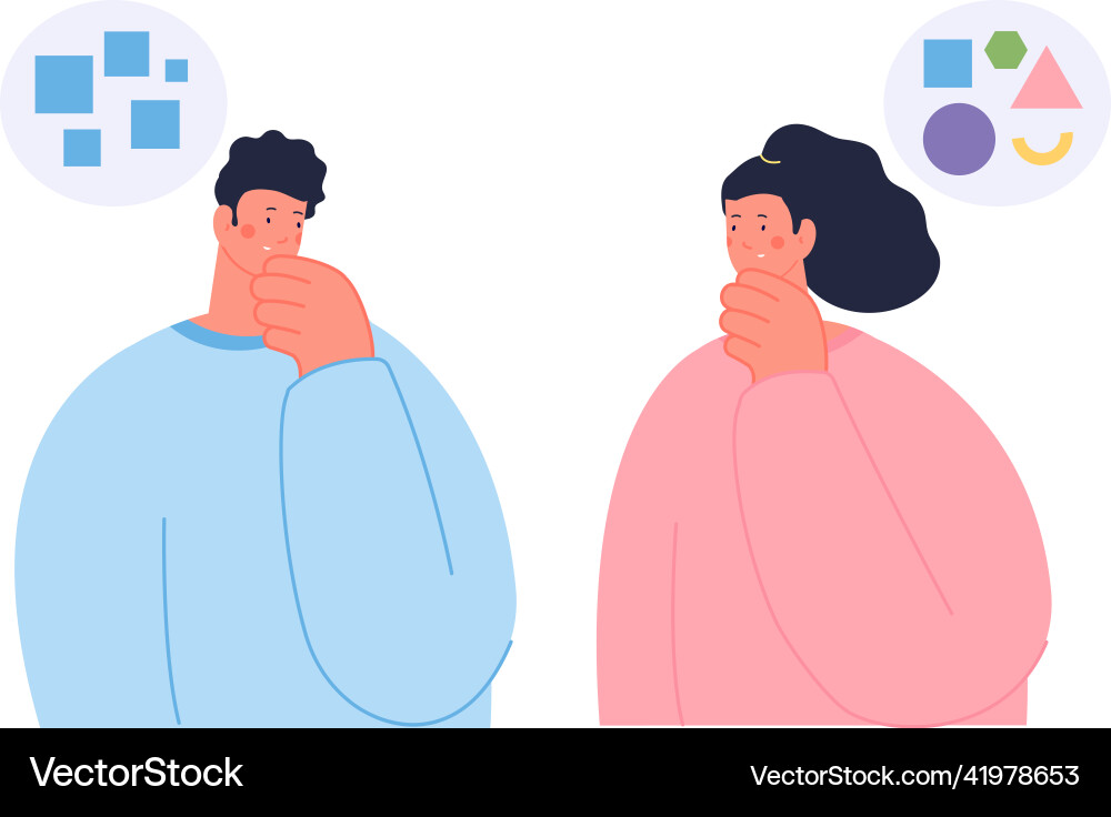 Male and female mind types typical thinking Vector Image