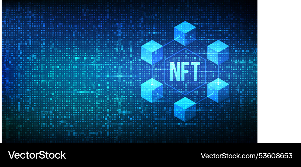 Nft technology background made with binary code Vector Image