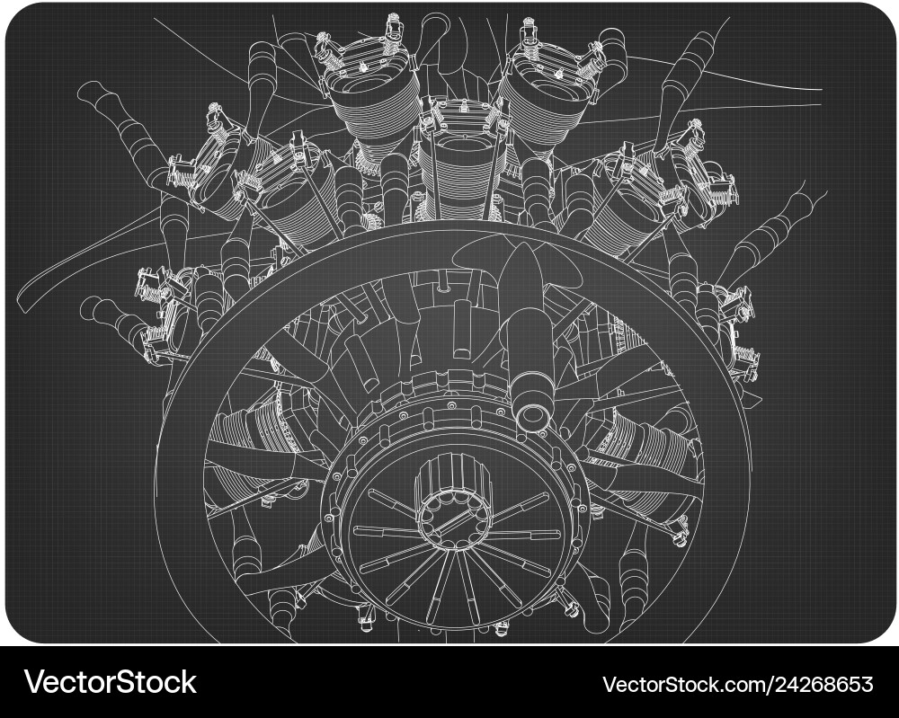 Radial engine on a gray Royalty Free Vector Image