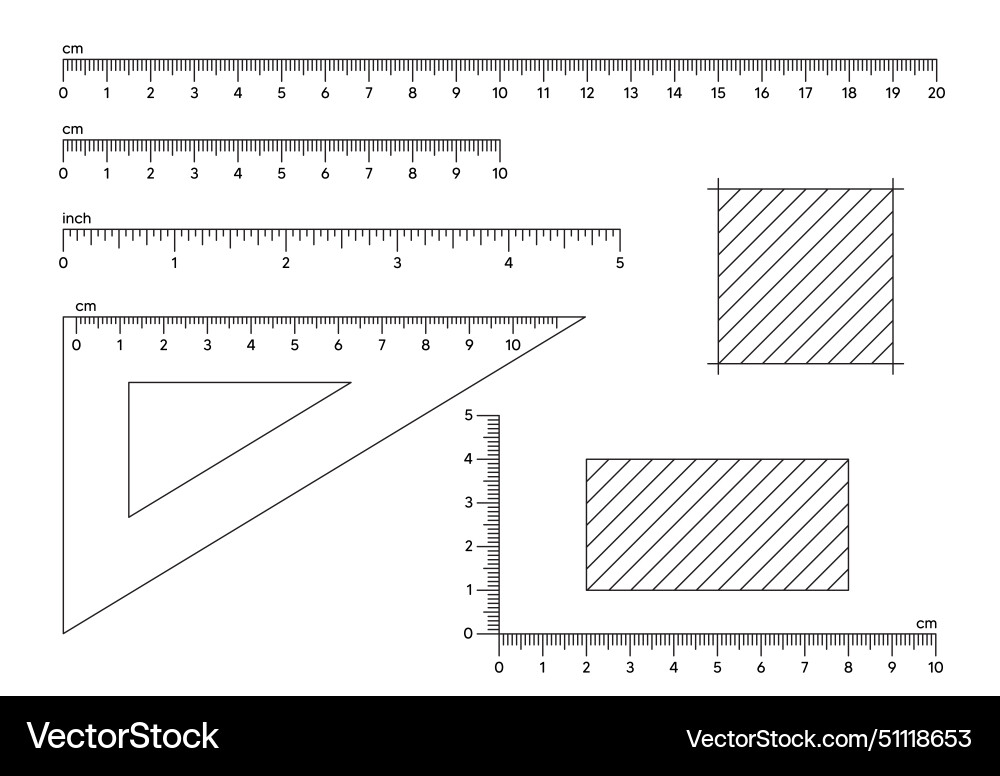 Rulers inch and metric measuring tool Royalty Free Vector