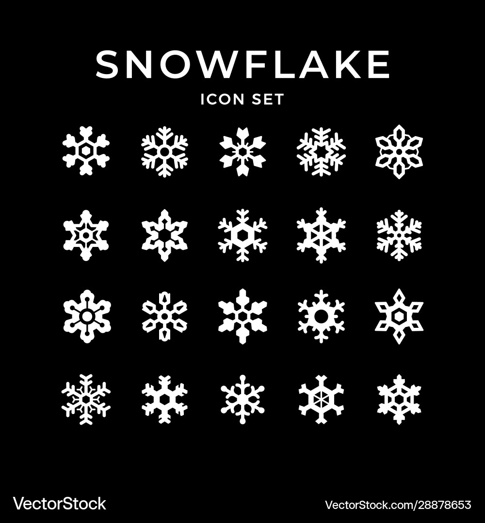 Set glyph icons snowflake Royalty Free Vector Image