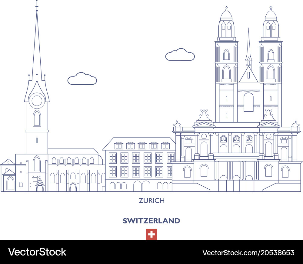 Zurich city skyline Royalty Free Vector Image - VectorStock