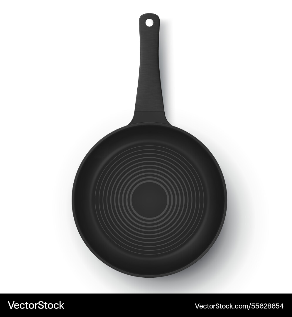 Black metallic frying pan with nonstick coating Vector Image