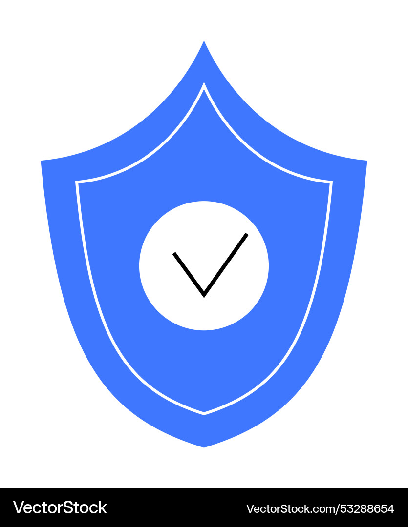 Blue shield with check mark symbolizing security Vector Image
