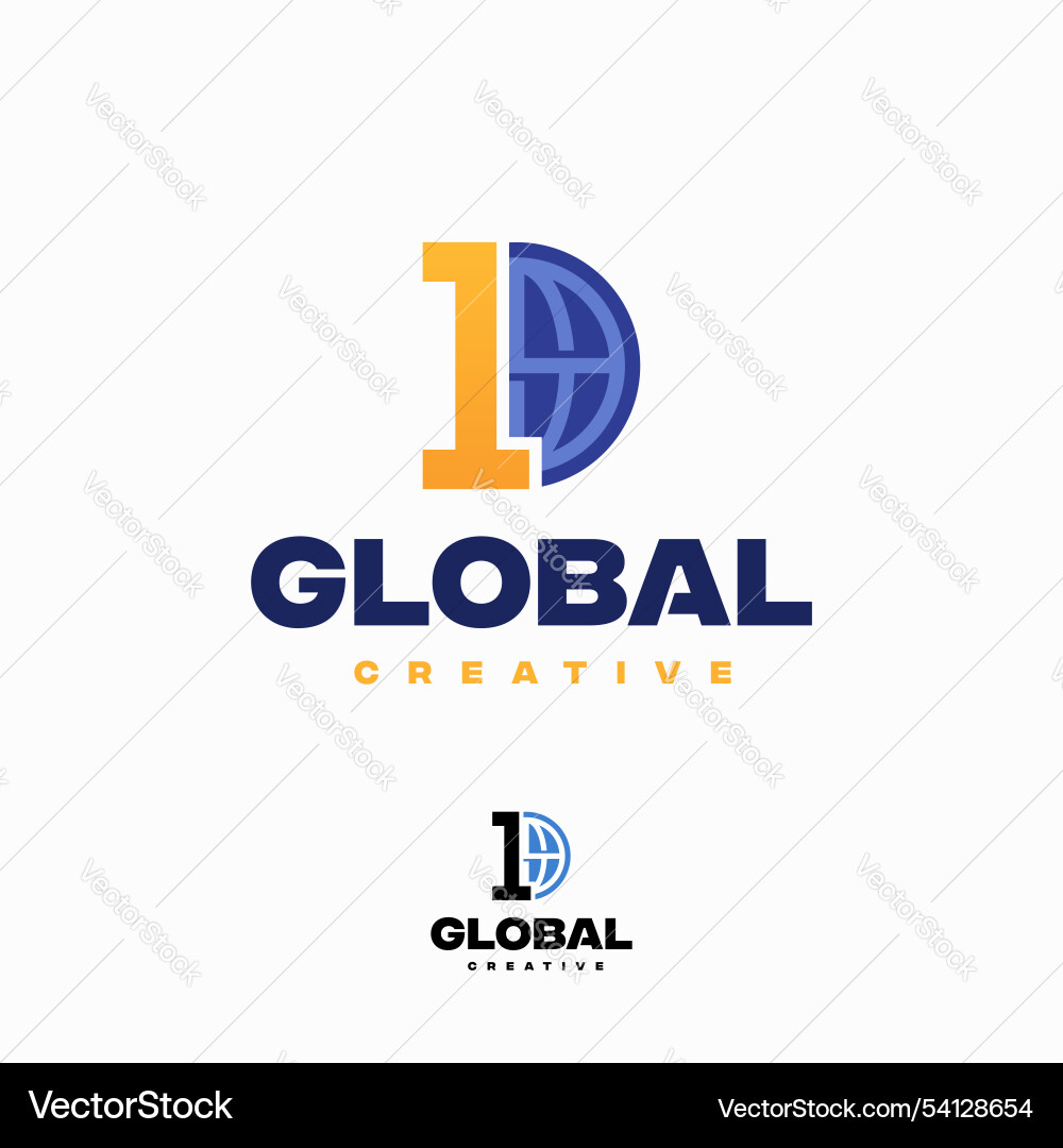Creative 1 number globe concept logo design Vector Image