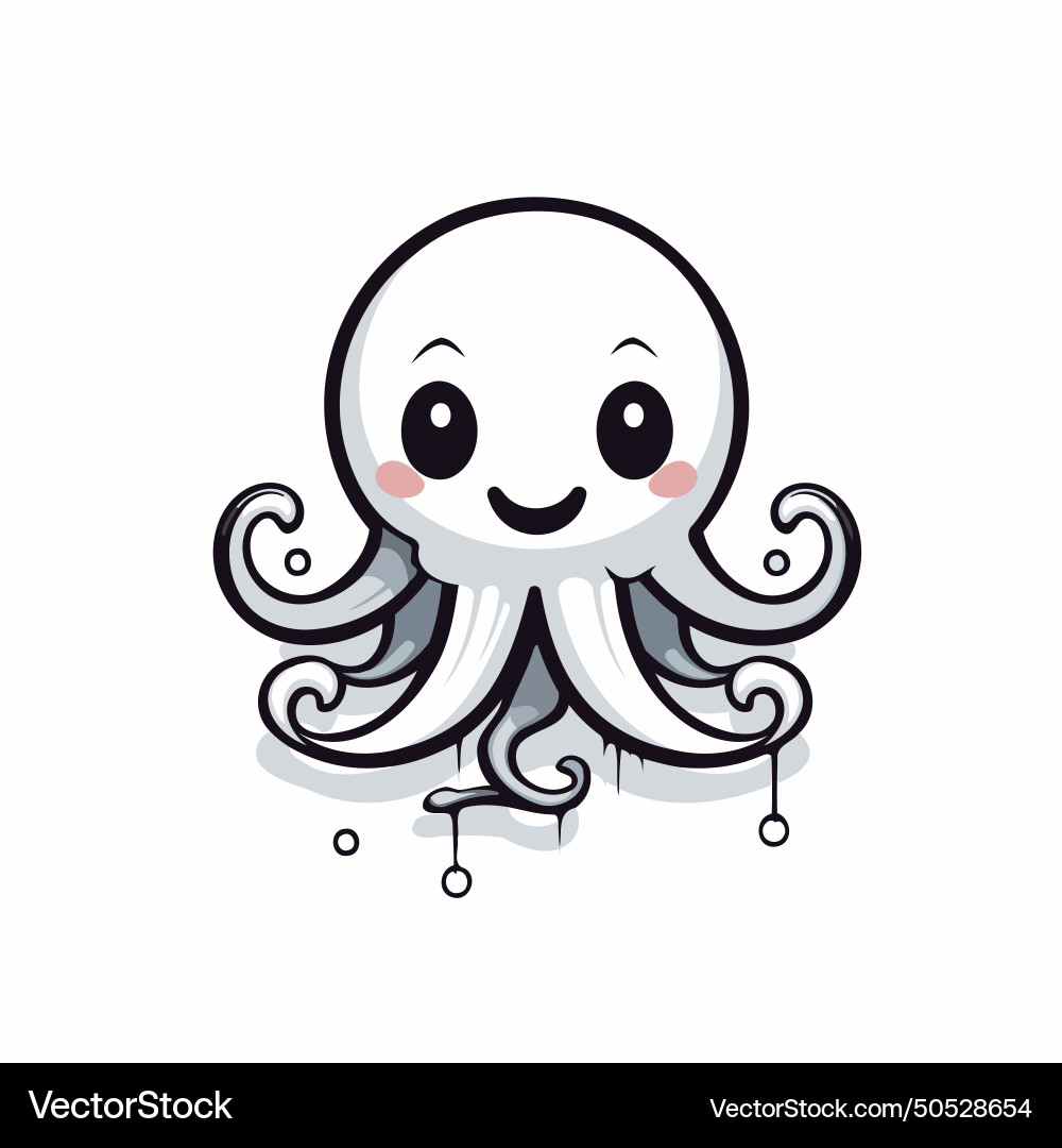 Cute cartoon octopus isolated on white background Vector Image