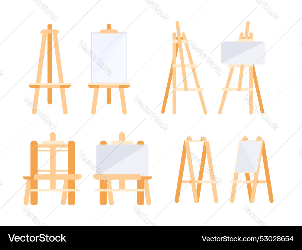 Different wooden easels some holding blank Vector Image